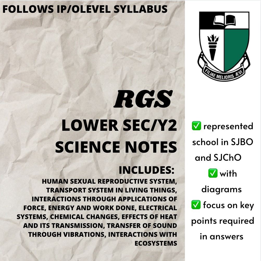 SEC 2 SCIENCE NOTES | RGS, Hobbies & Toys, Books & Magazines, Textbooks ...