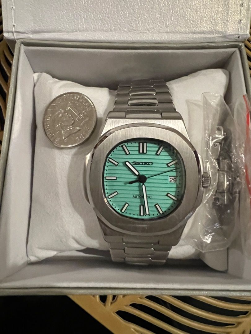 Seiko Mod Nautilus Tiffany Blue, Luxury, Watches on Carousell