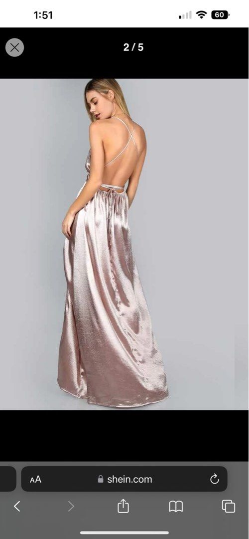 SHEIN Old rose backless gown, Women's Fashion, Dresses & Sets, Evening ...