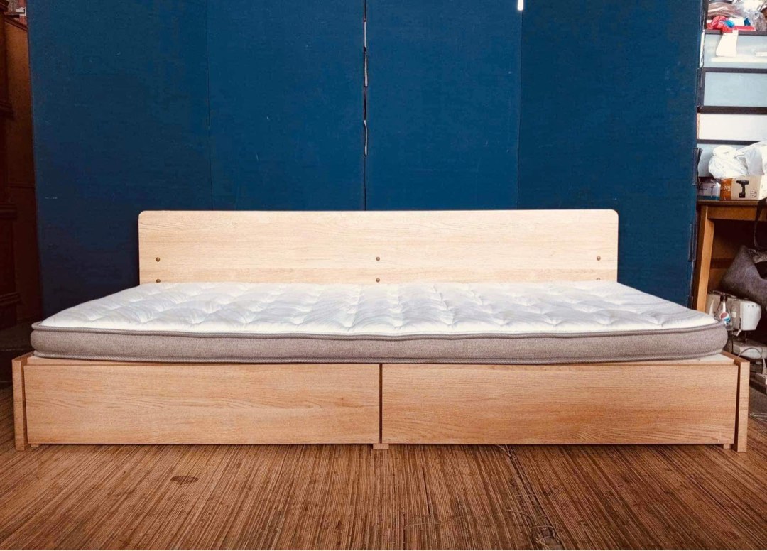 Single size bedframe w/ Mattress with storage, Furniture & Home Living ...