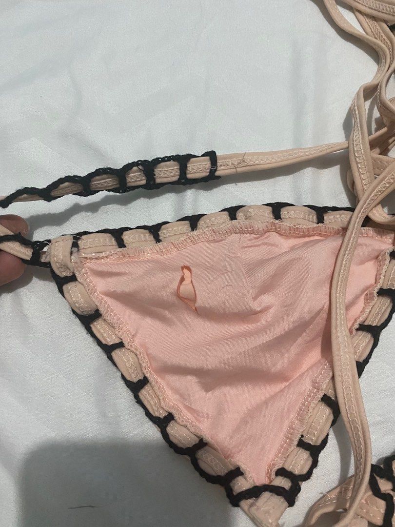 S M Pink Bikini Self Tie Two Piece Womens Fashion Swimwear Bikinis