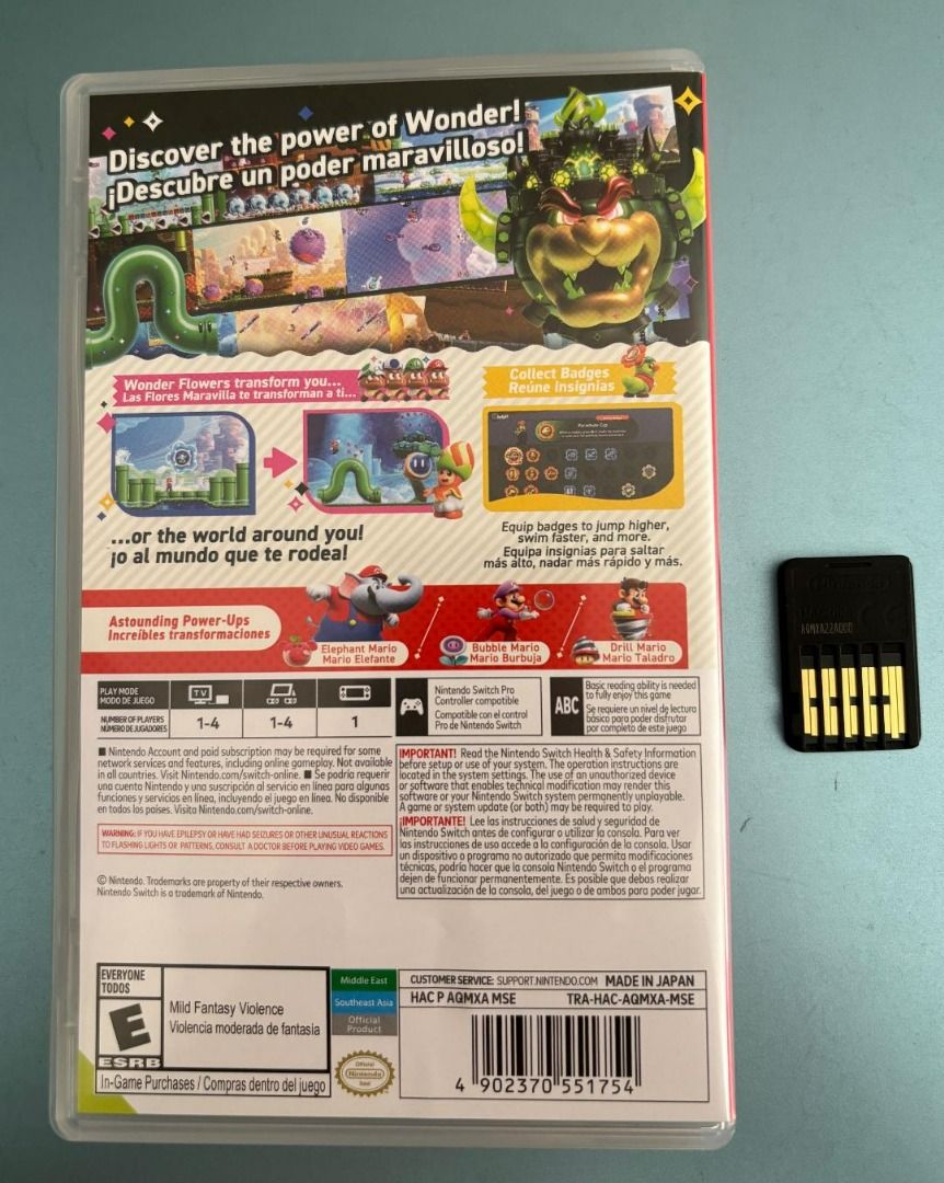 Super Mario Bros Wonder Nintendo Switch Video Game Cartridge 2023 ...