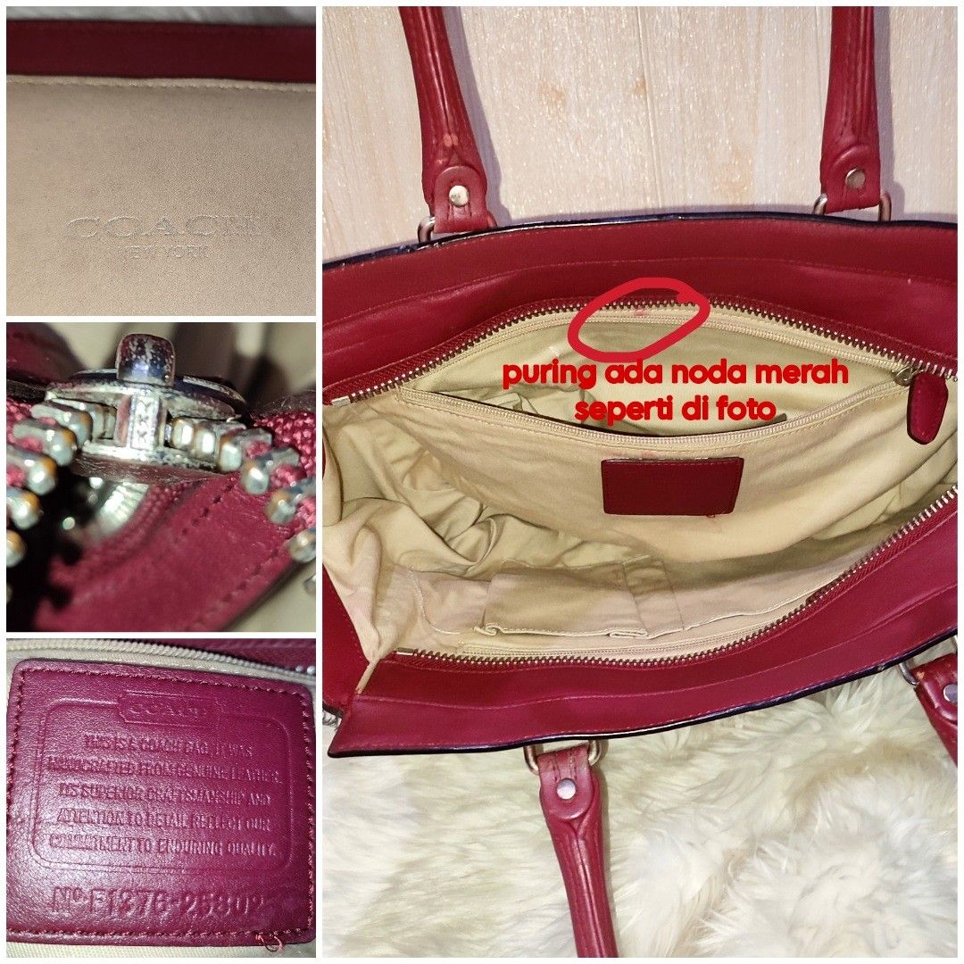 Tas Tote COACH Kulit Asli Second, Fesyen Wanita, Tas & Dompet di Carousell