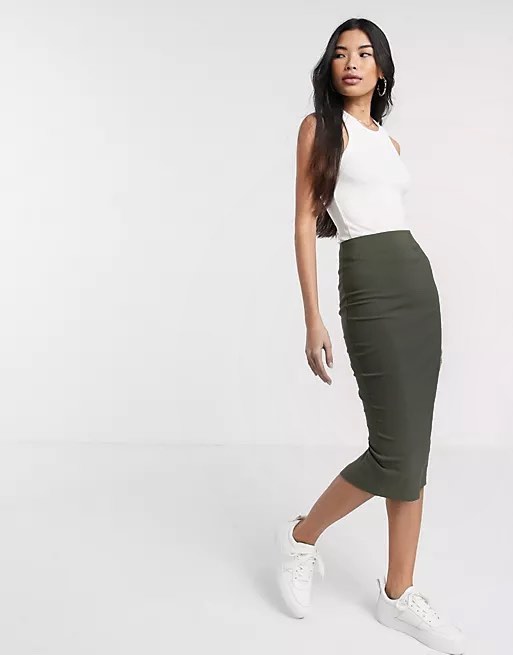 Temt Ribbed Pencil Skirt, Women's Fashion, Bottoms, Skirts on Carousell