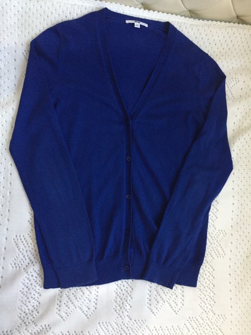 Uniqlo Royal Blue Cardigan, Women's Fashion, Coats, Jackets and ...