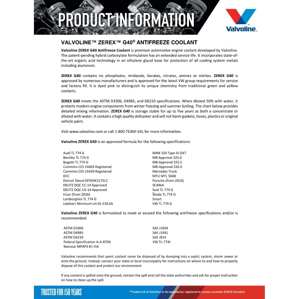 Valvoline Zerex G40 Antifreeze Coolant, Car Accessories, Accessories on ...