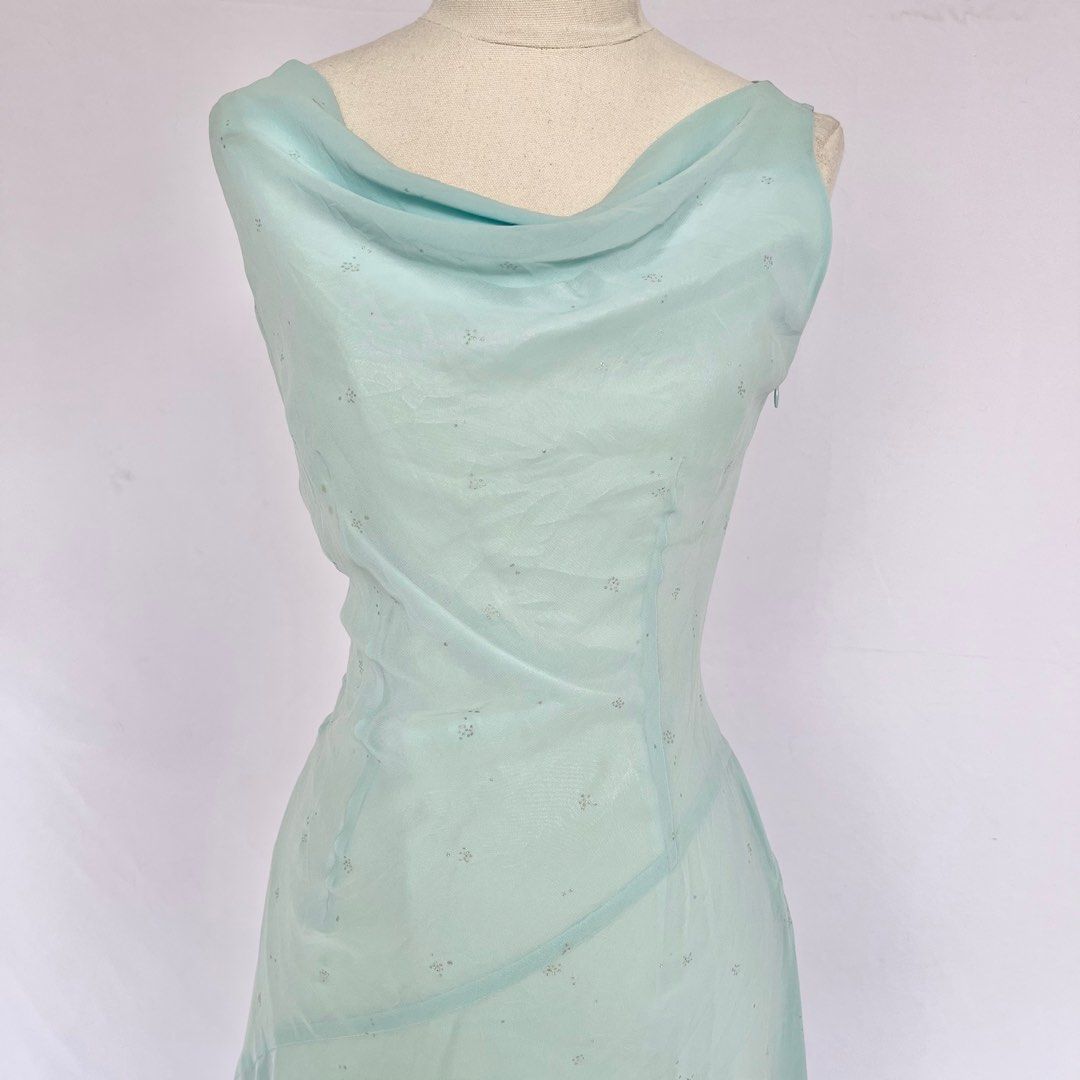 Vintage Midi Light Turquoise Dress, Women's Fashion, Dresses & Sets ...
