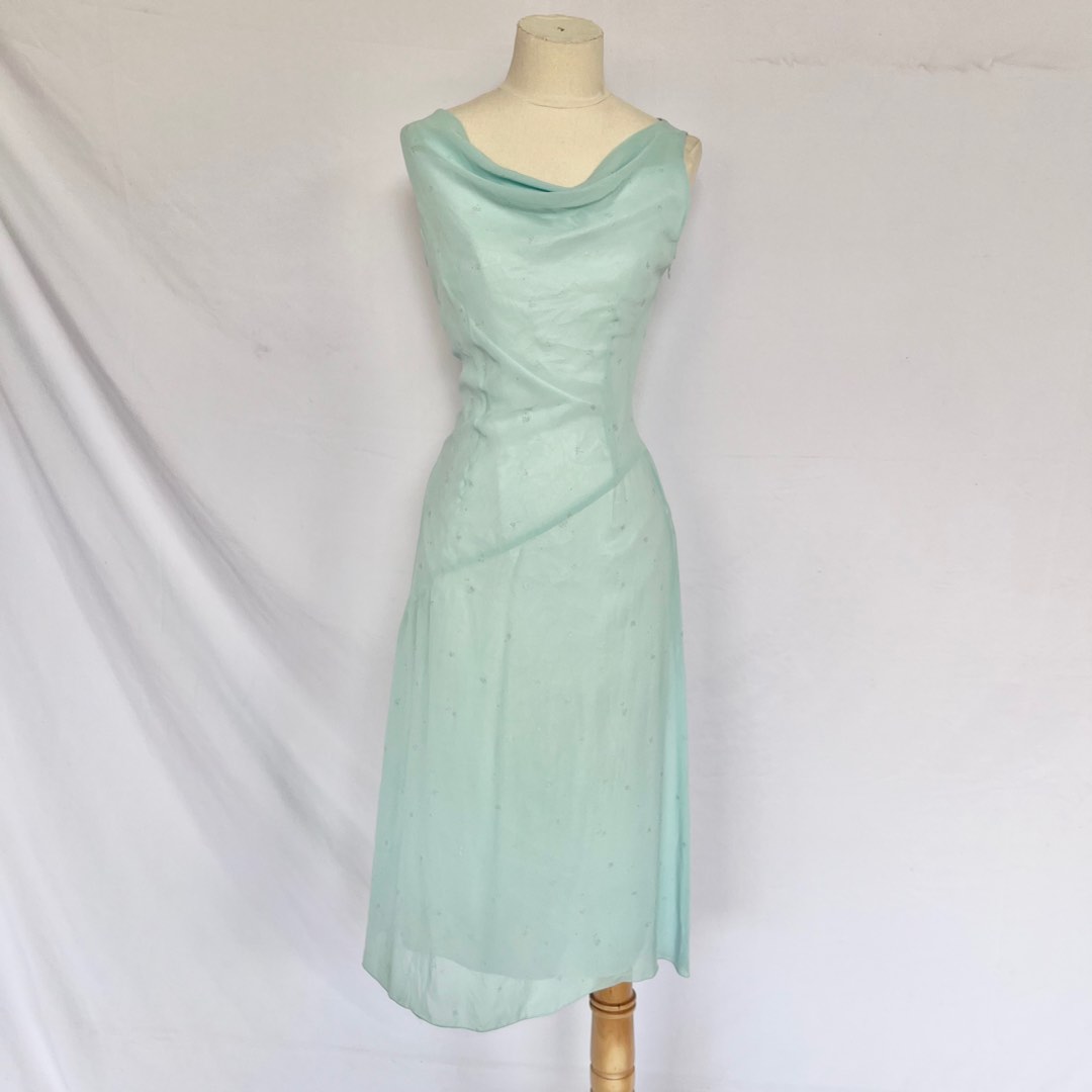Vintage Midi Light Turquoise Dress, Women's Fashion, Dresses & Sets ...
