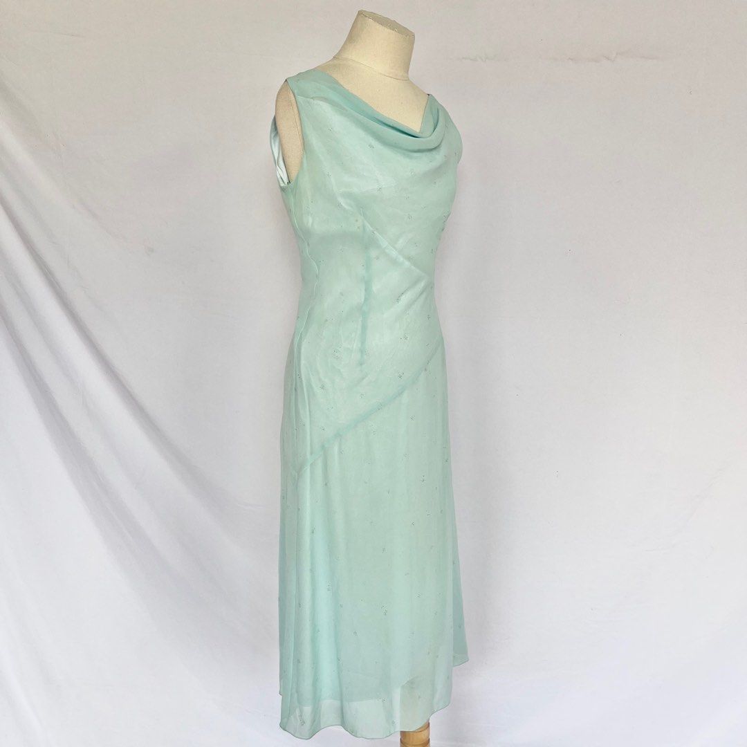 Vintage Midi Light Turquoise Dress, Women's Fashion, Dresses & Sets ...