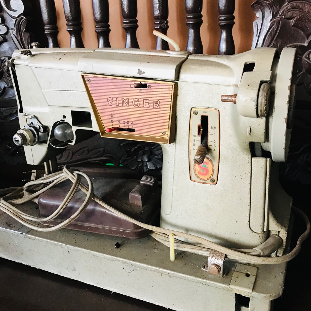 Vintage sewing machine SINGER brand, Furniture & Home Living, Furniture ...