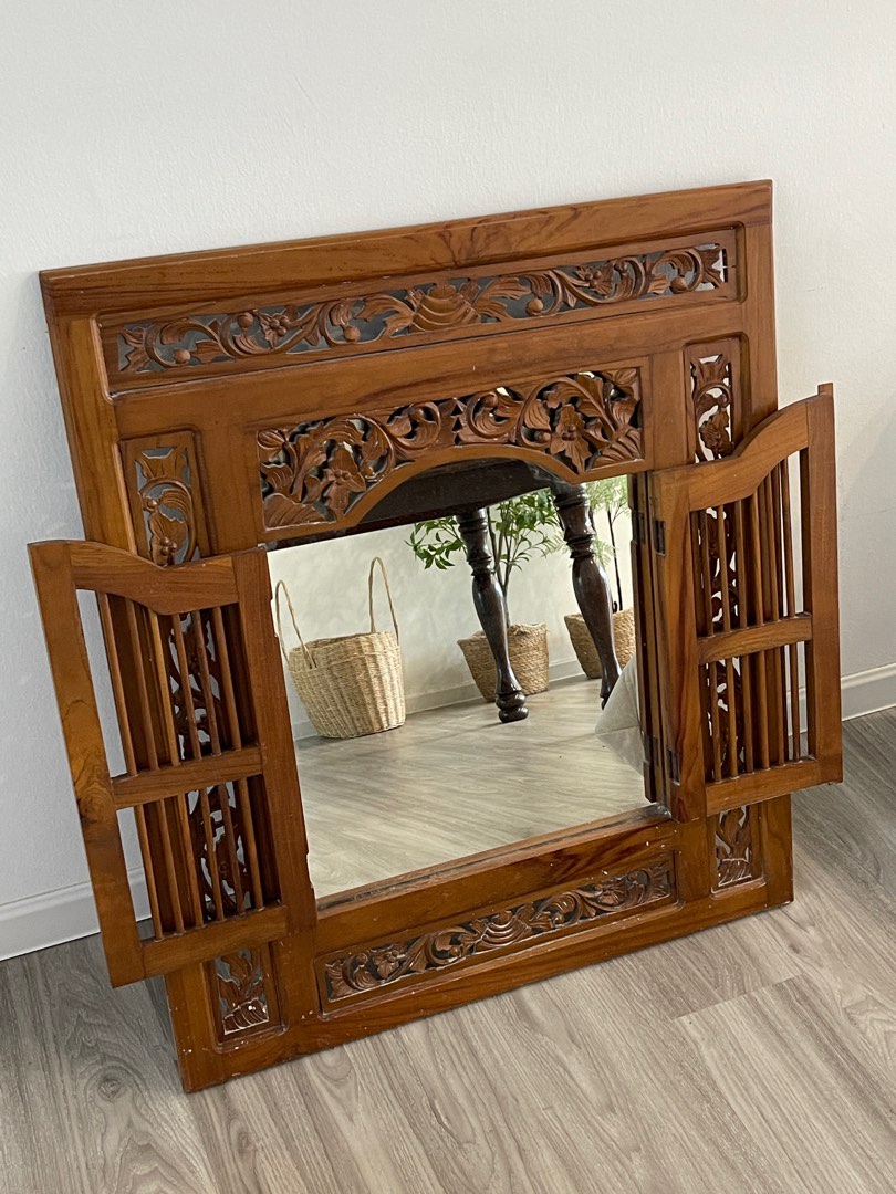 Wooden Antique Balinese Mirror, Furniture & Home Living, Home Decor ...