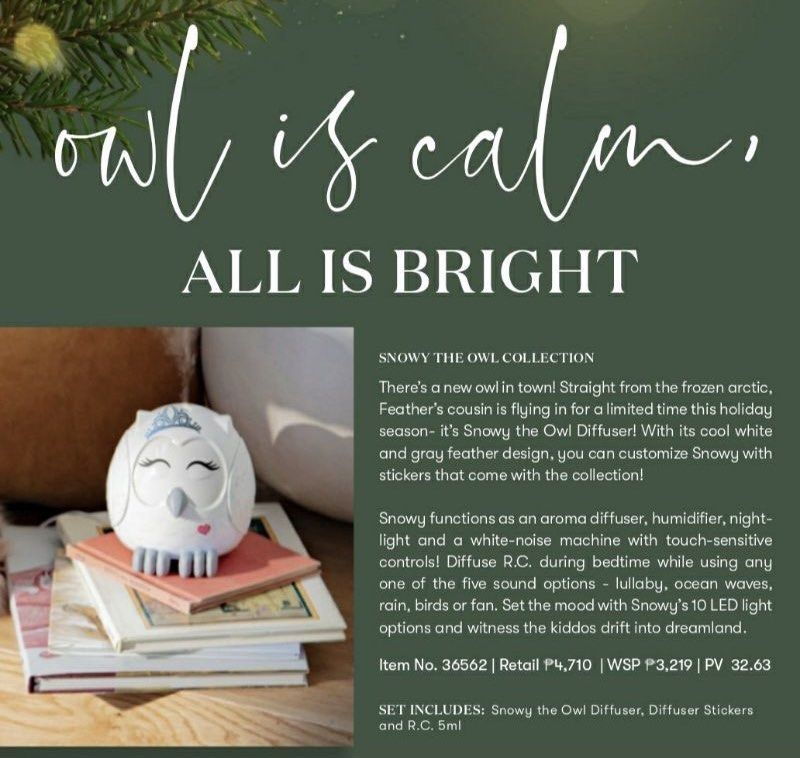 Young Living Snowy the Owl Diffuser, Furniture & Home Living, Home ...