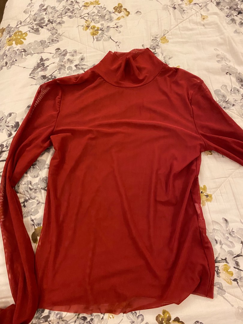 Zara red mesh top, Women's Fashion, Tops, Longsleeves on Carousell