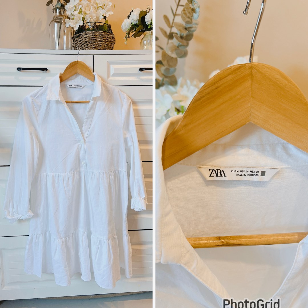 Zara White Collared Dress, Women's Fashion, Dresses & Sets, Dresses on ...