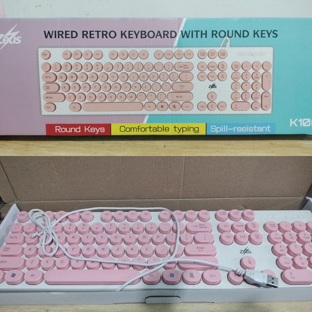 Zeus Wired Retro Keyboard with Round Keys, Computers & Tech, Parts ...