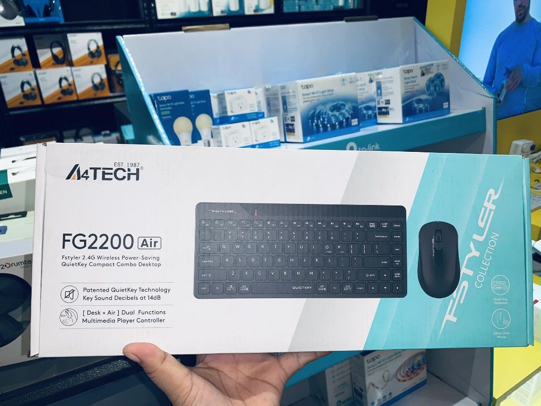 A4Tech FG2200 Air Fstyler 2.4G Wireless QuietKey Silent Compact ...