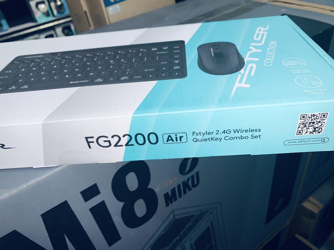 A4Tech FG2200 Air Fstyler 2.4G Wireless QuietKey Silent Compact ...