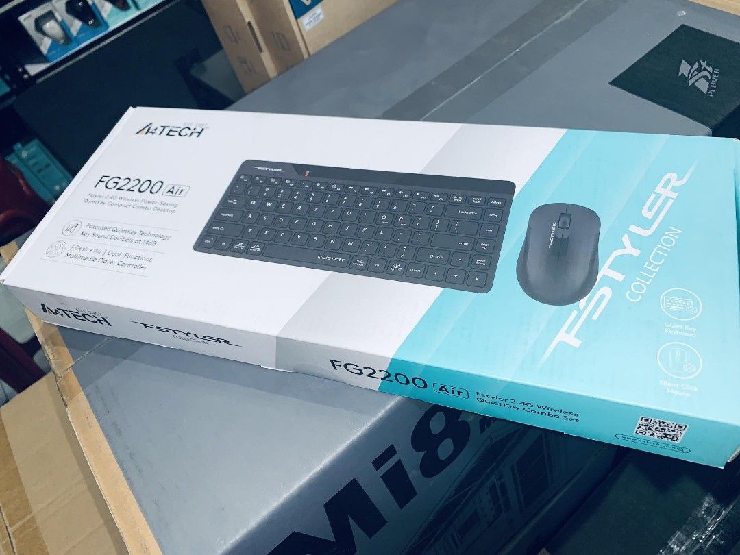 A4Tech FG2200 Air Fstyler 2.4G Wireless QuietKey Silent Compact ...