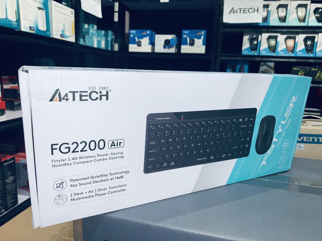 A4Tech FG2200 Air Fstyler 2.4G Wireless QuietKey Silent Compact ...