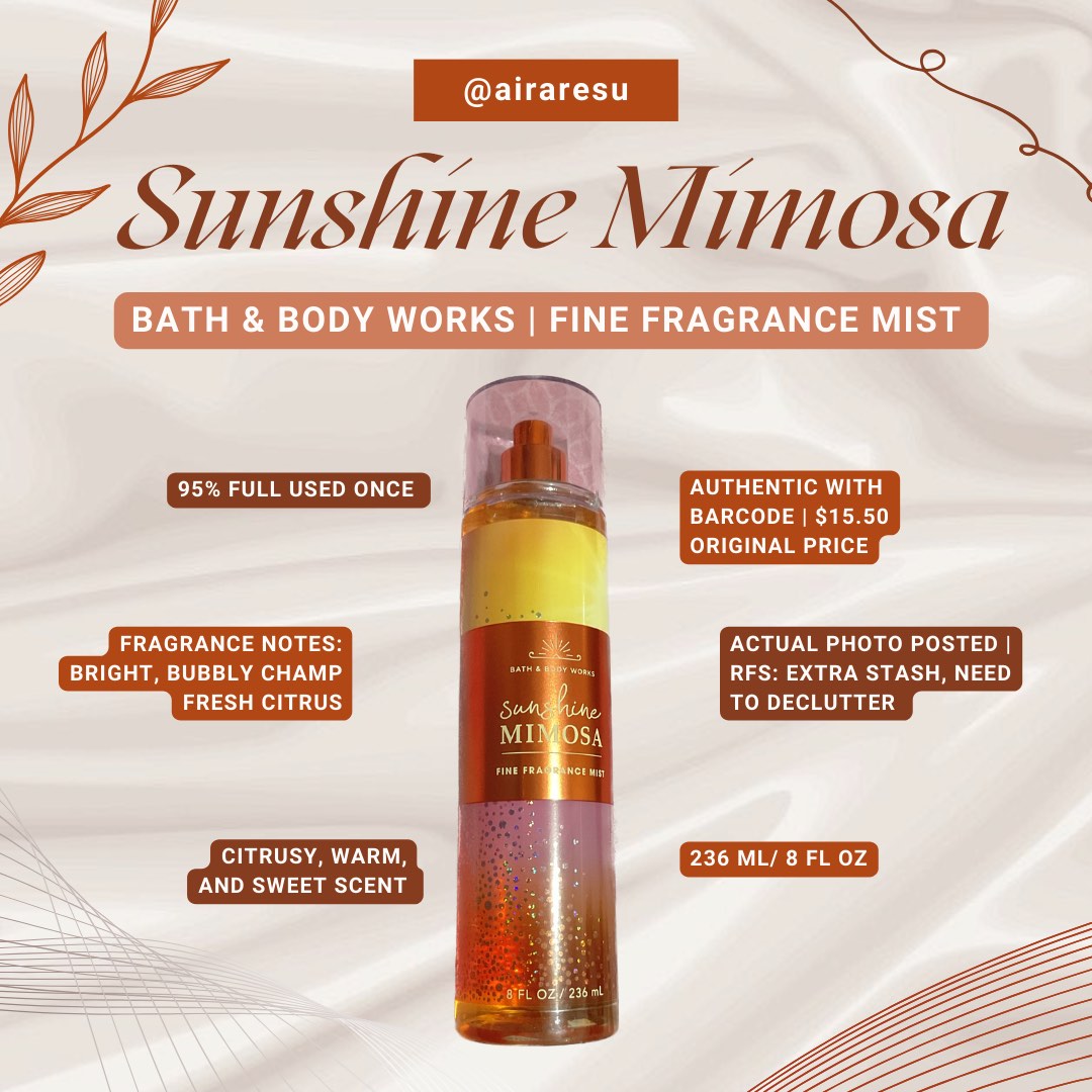 Authentic Bath & Body Works | Sunshine Mimosa Fine Fragrance Mist ...