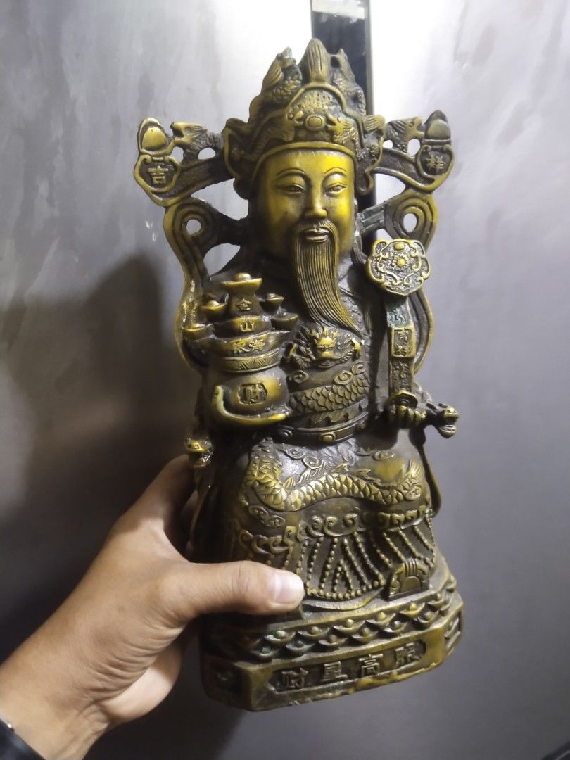 Brass God of wealth statue display, Hobbies & Toys, Memorabilia ...