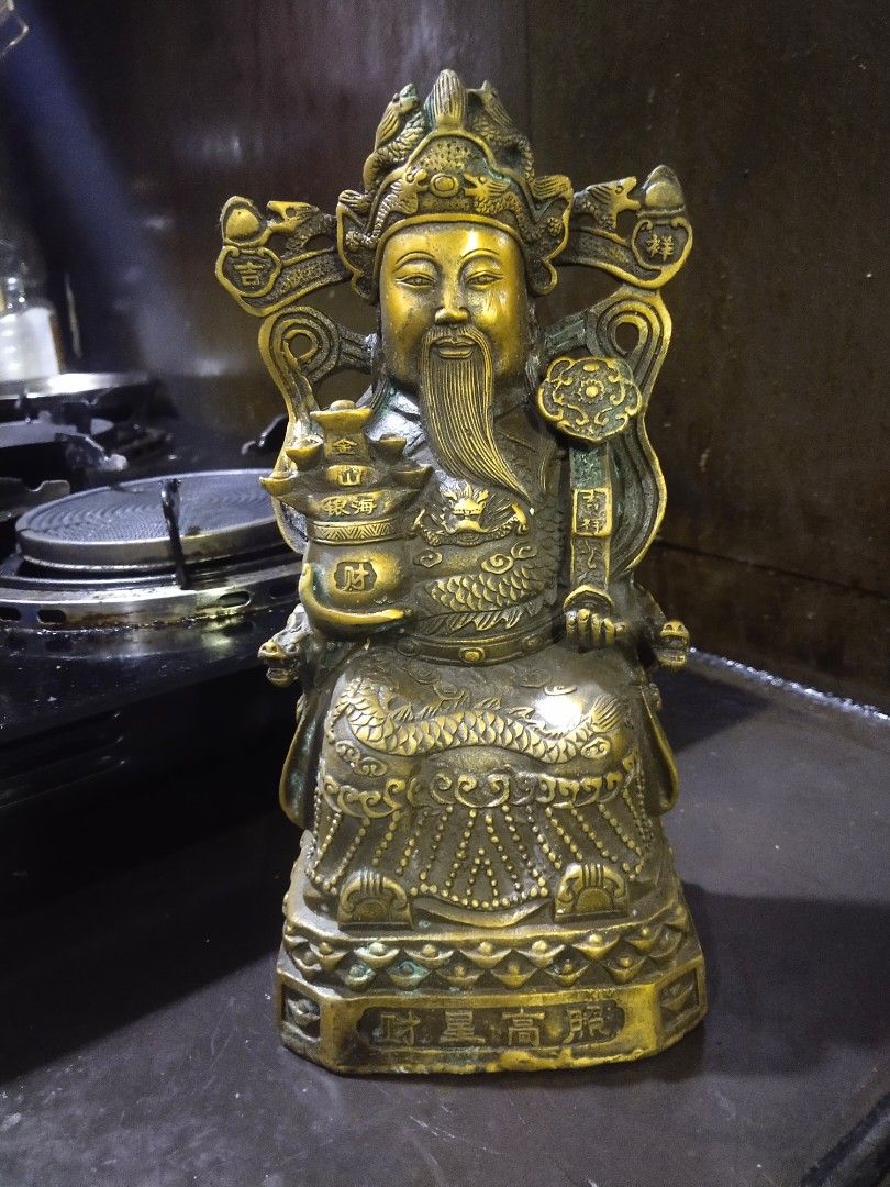 Brass God of wealth statue display, Hobbies & Toys, Memorabilia ...
