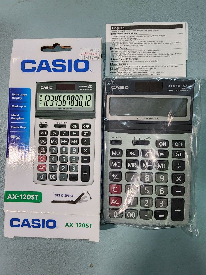 Casio Calculator AX-120ST, Computers & Tech, Office & Business Technology on Carousell