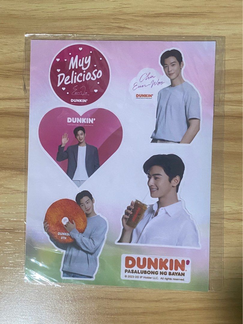 CHA EUN-WOO STICKER Dnkin, Hobbies & Toys, Memorabilia & Collectibles ...