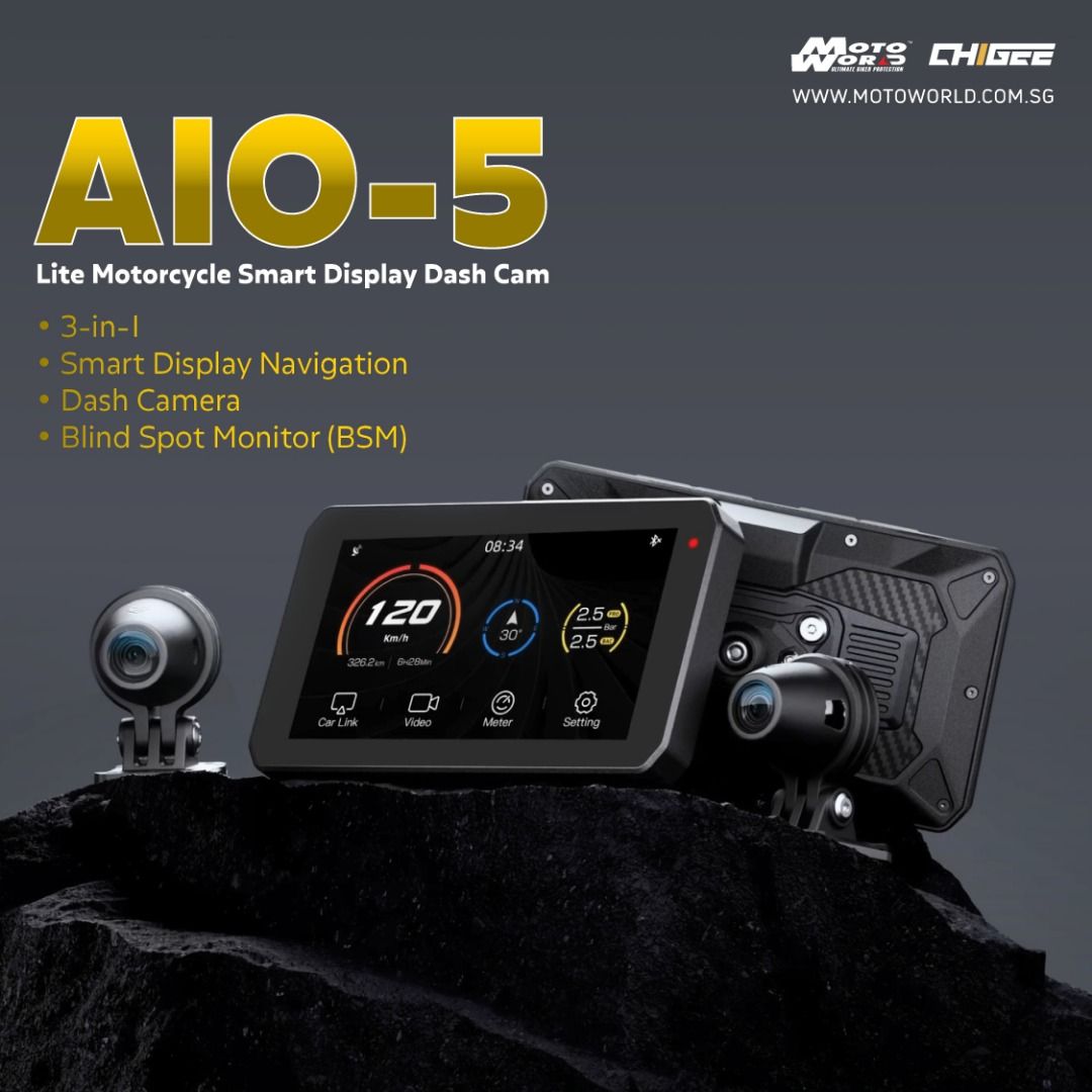 Chigee AIO-5 Lite Motorcycle Headunit Smart Display Navigation / Dash ...