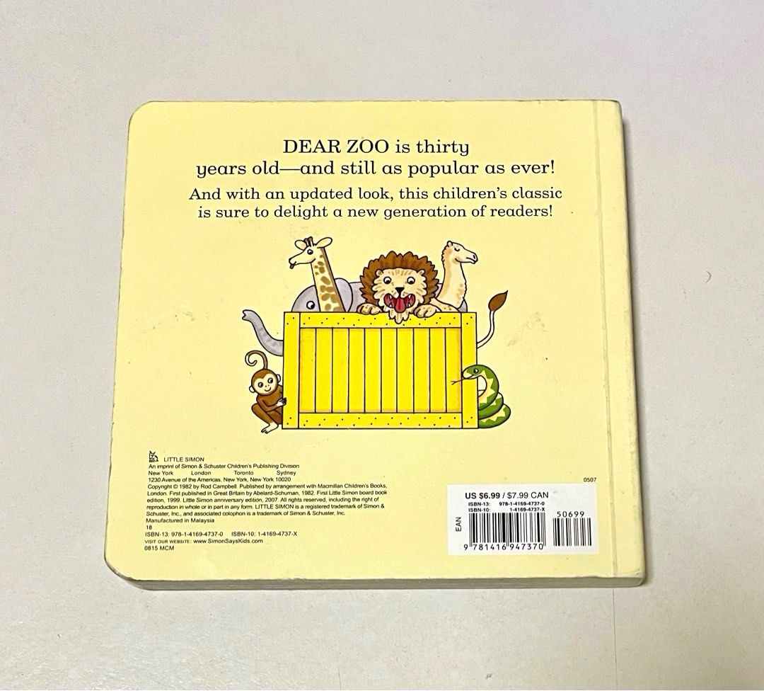 DEAR ZOO by Rod Campbell with Dear Zoo 30 Years Happy Birthday sticker ...