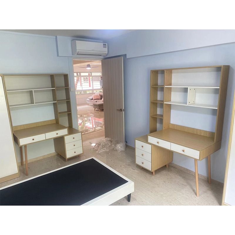 Desk bookcase integrated home student study table computer table bookcase integrated desk with ...