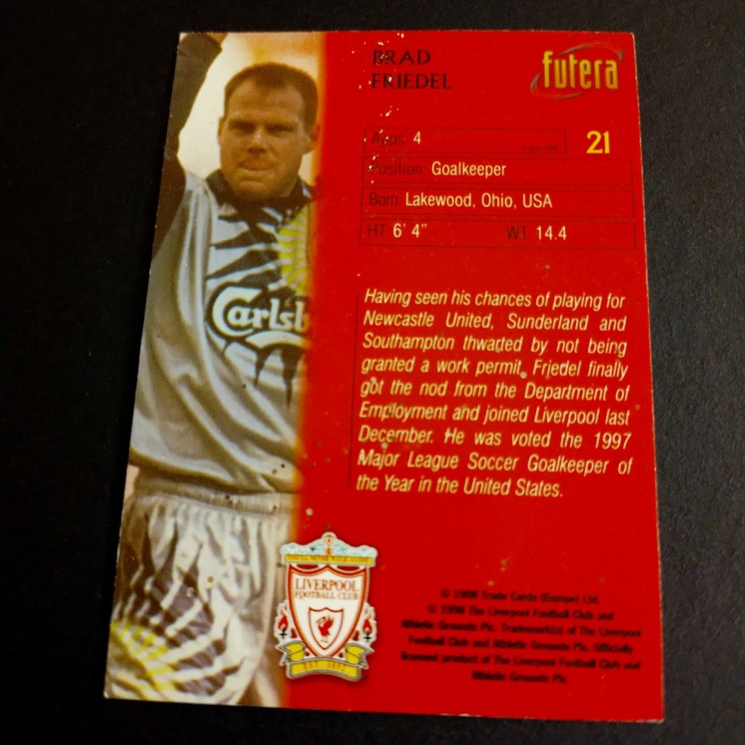 Futera Liverpool Football Club: Brad Friedel Vintage (1998) Trading ...