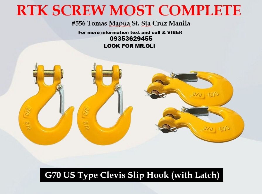 G70 US Type Clevis Slip Hook (with Latch), Commercial & Industrial ...
