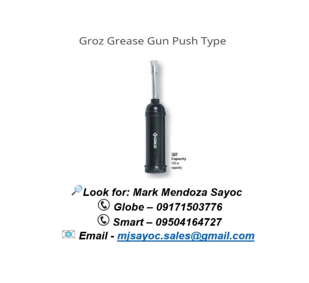 Groz Grease Gun Push Type, Commercial & Industrial, Construction Tools ...