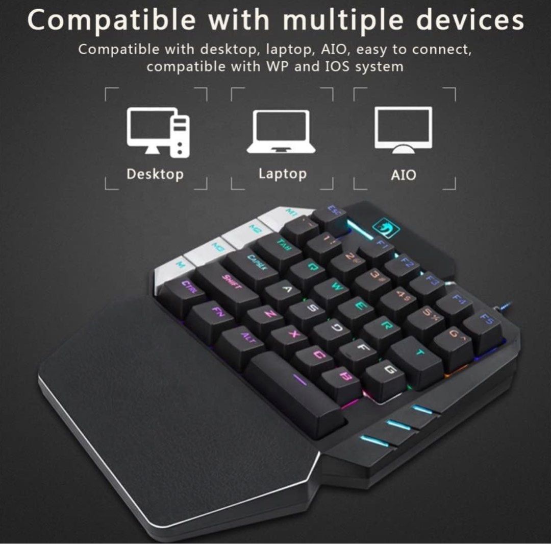 GSH One Hand Non Mechanical Gaming Keyboard and Backlit Mouse Combo ...