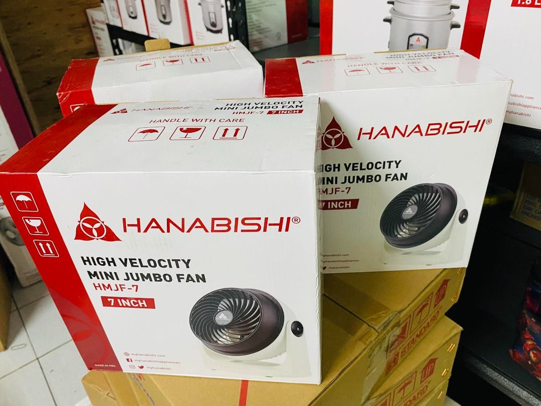 Hanabishi 7" High Velocity Mini Jumbo Fan Black White HMJF-7, Furniture ...