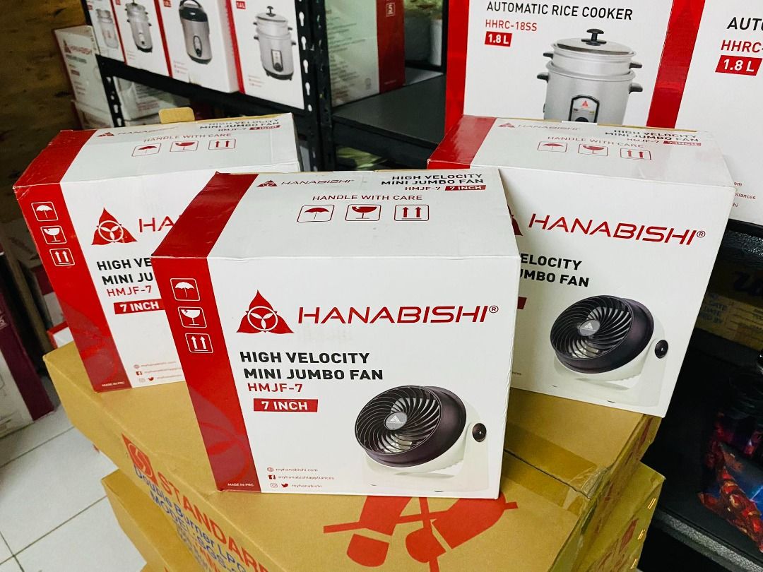 Hanabishi 7" High Velocity Mini Jumbo Fan Black White HMJF-7, Furniture ...