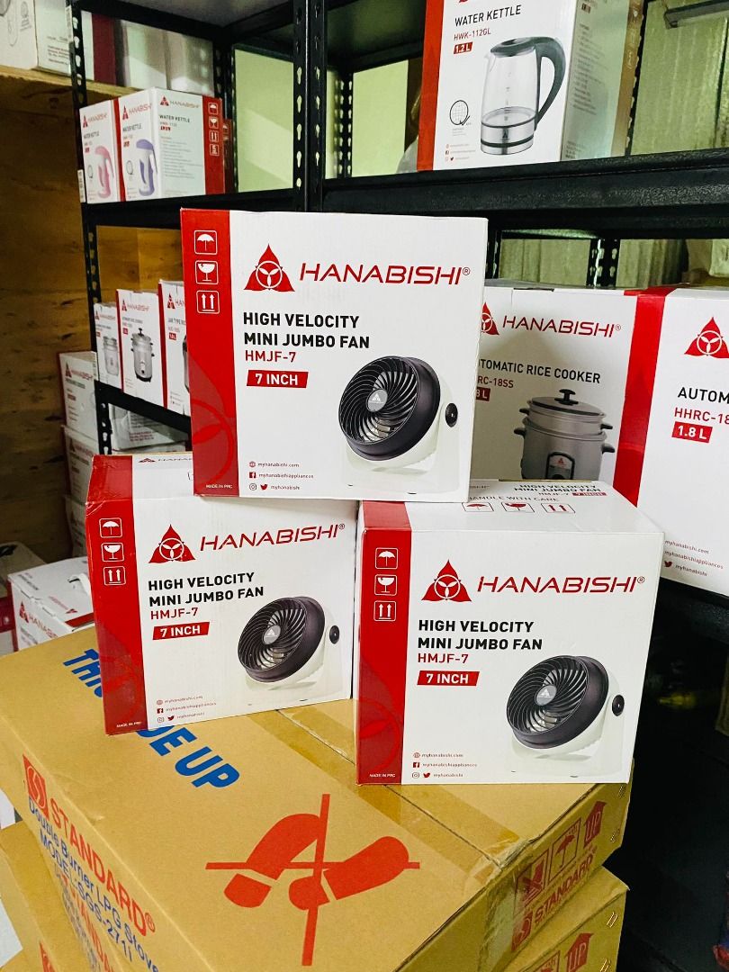 Hanabishi 7" High Velocity Mini Jumbo Fan Black White HMJF-7, Furniture ...
