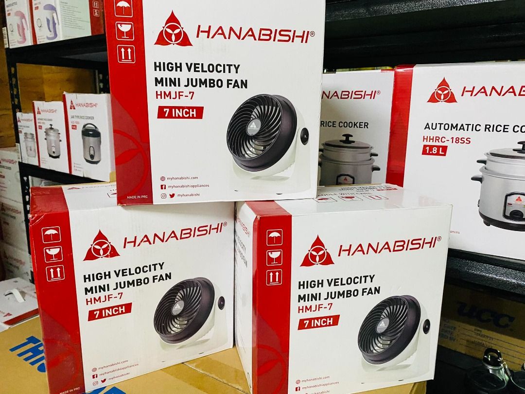 Hanabishi 7" High Velocity Mini Jumbo Fan Black White HMJF-7, Furniture ...
