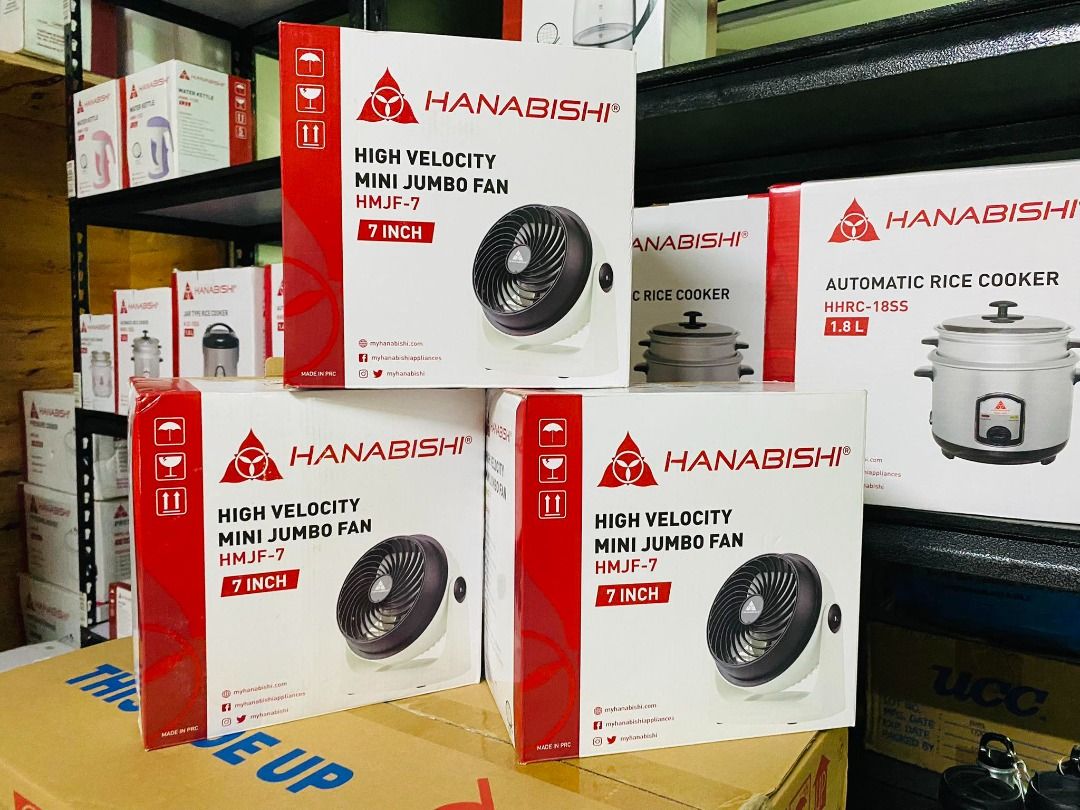 Hanabishi 7" High Velocity Mini Jumbo Fan Black White HMJF-7, Furniture ...