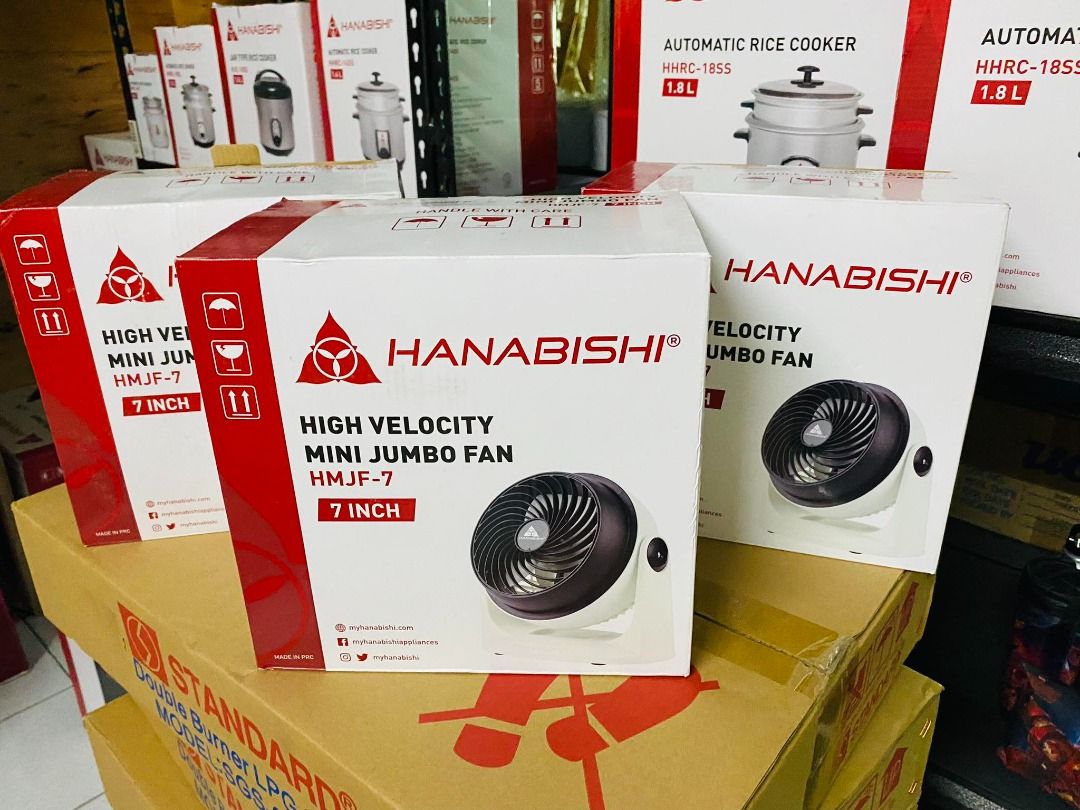 Hanabishi 7" High Velocity Mini Jumbo Fan Black White HMJF-7, Furniture ...