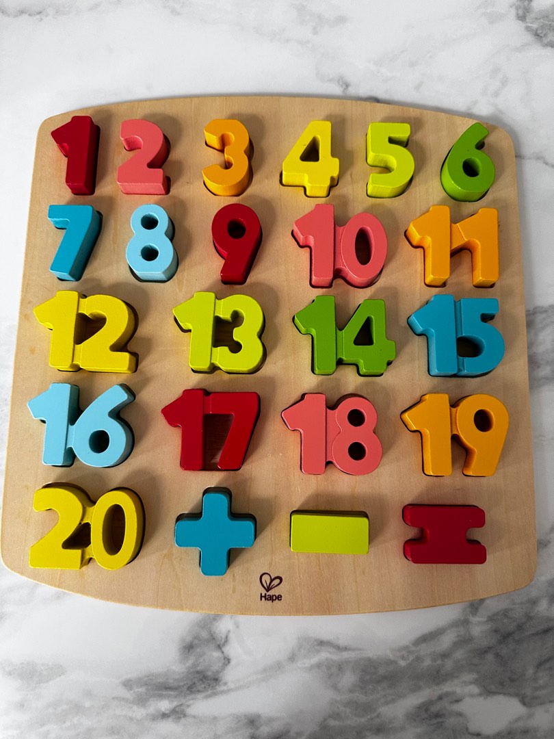 Hape chunky number math puzzle, Babies & Kids, Infant Playtime on Carousell
