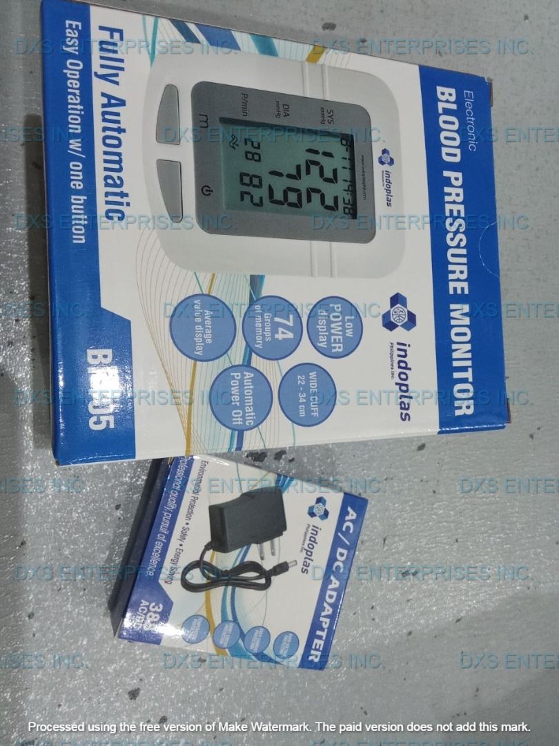 INDOPLAS DIGITAL BLOOD PRESSURE MONITOR- SET WITH AC/DC ADAPTOR, Health ...