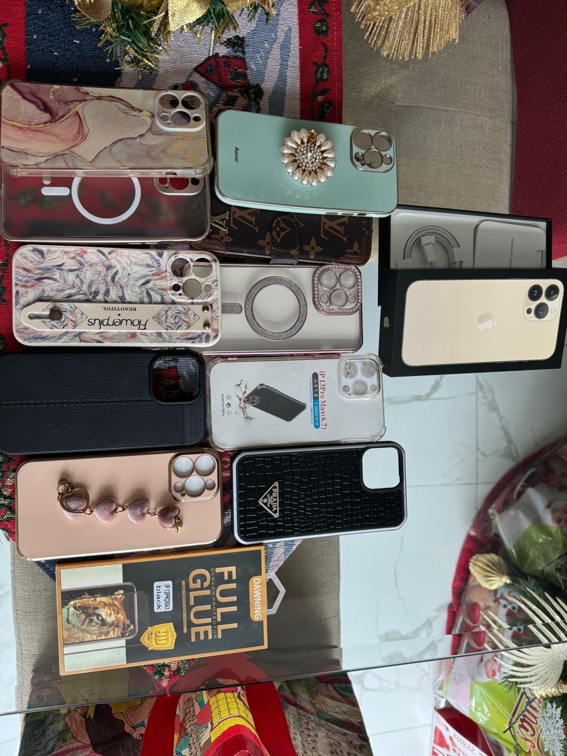 Iphone 13 pro max box with cord & cases with protector, Mobile Phones ...