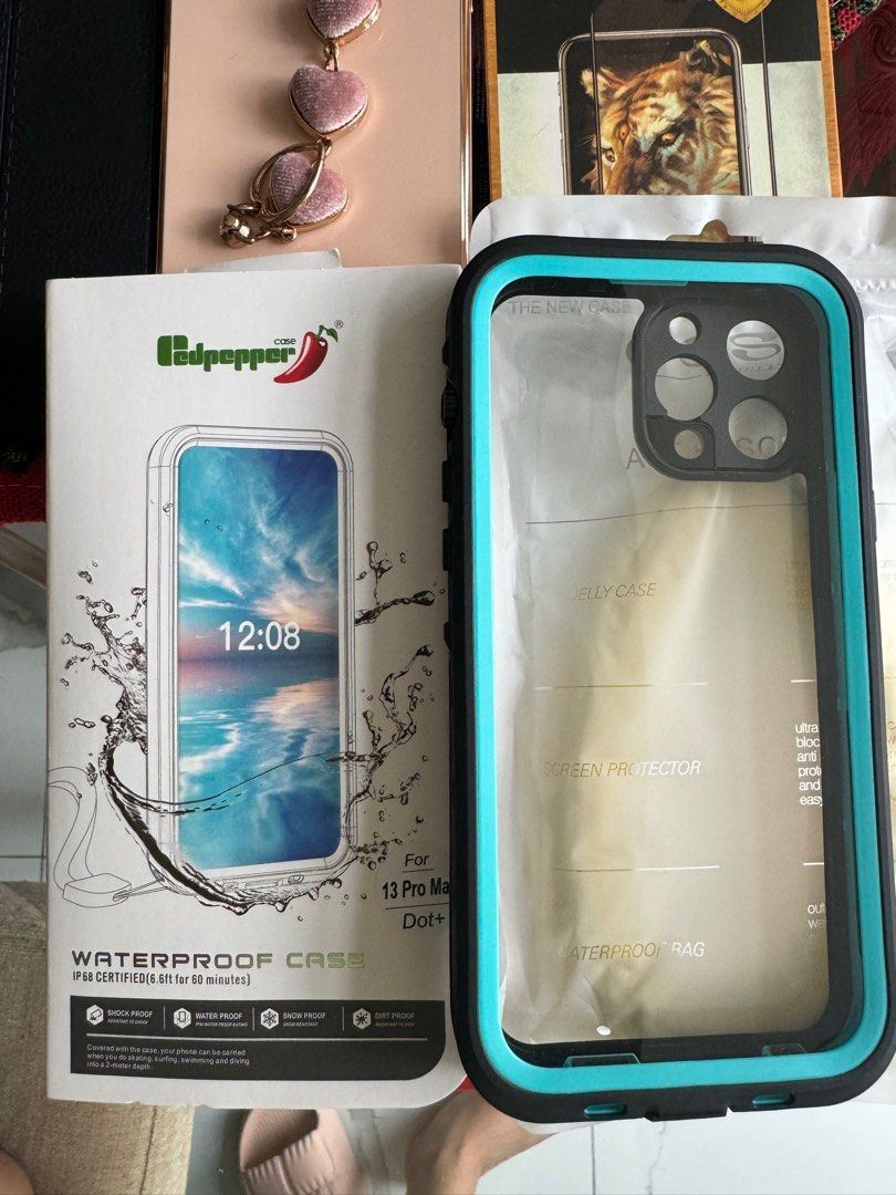 Iphone 13 pro max box with cord & cases with protector, Mobile Phones ...