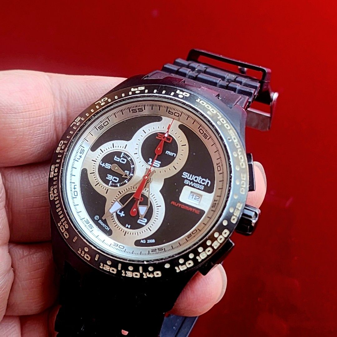 Jam tangan Swatch Chronograph AUTOMATIC Swiss ORIGINAL, Fesyen Pria ...