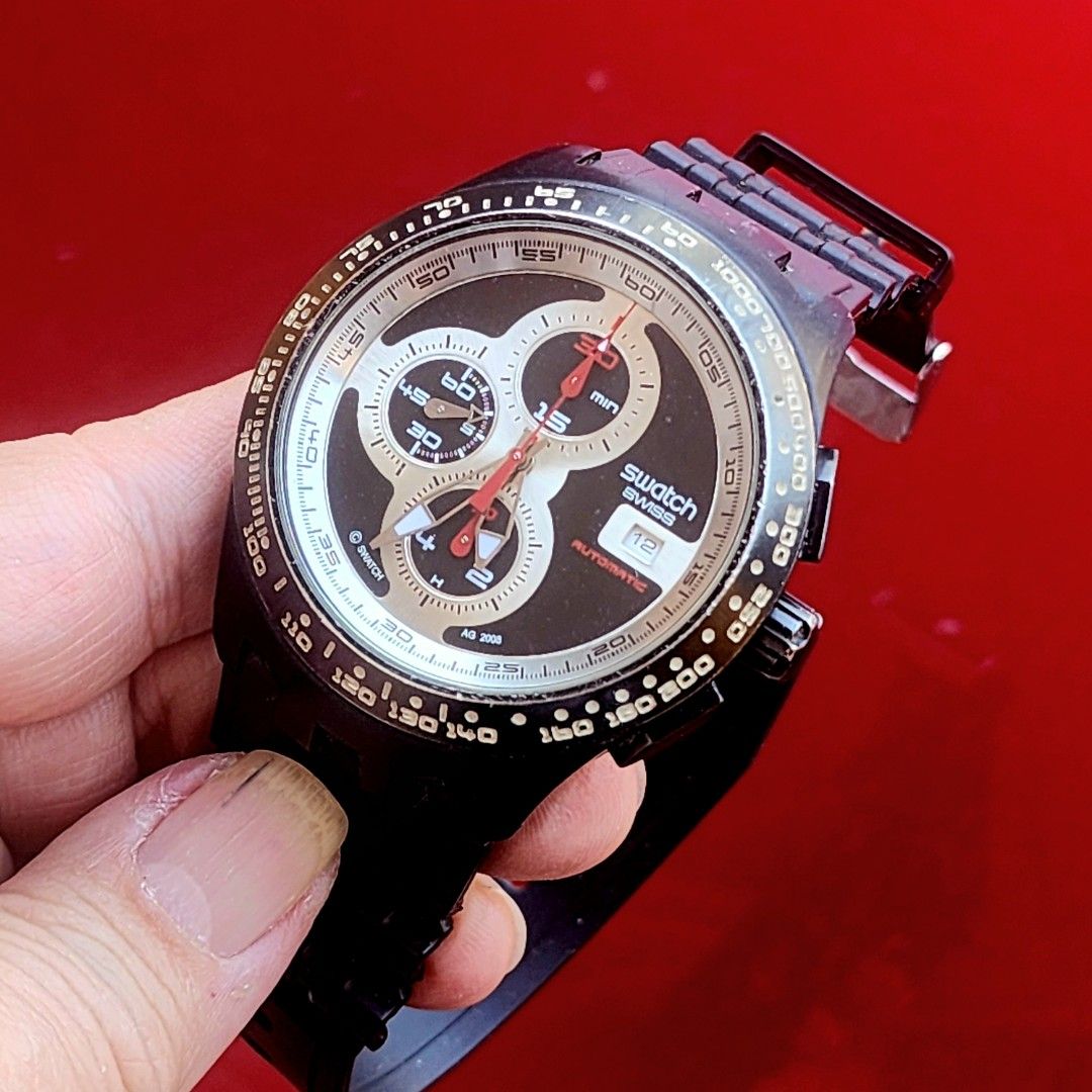 Jam tangan Swatch Chronograph AUTOMATIC Swiss ORIGINAL, Fesyen Pria ...