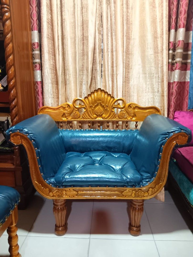 Jati gold padu yemen leather +syool rest leg, Furniture & Home Living ...
