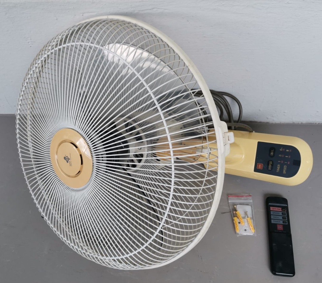 KDK 16" Wall Fan with wall bracket & remote controller, Furniture ...