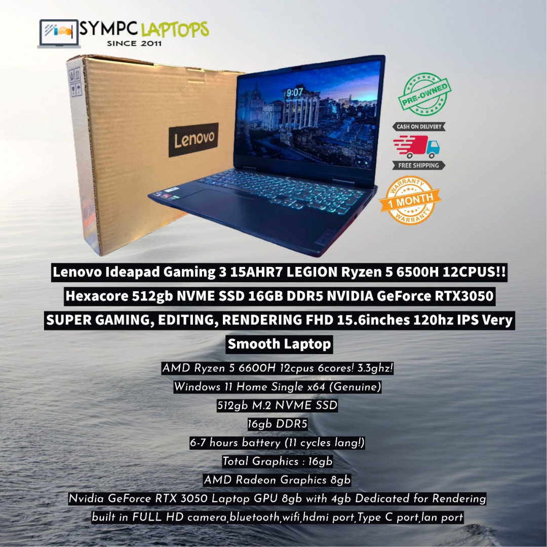 Lenovo Ideapad Gaming Ahr Legion Ryzen H Cpus Hexacore Gb Nvme Ssd Gb Ddr